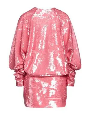 Attico Sequin V-neck Long Sleeve Mini Dress - Pink