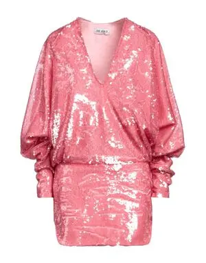 Attico Sequin V-neck Long Sleeve Mini Dress - Pink
