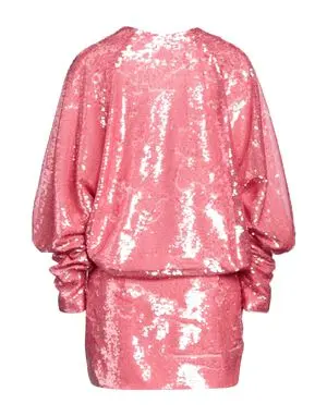 Attico Sequin V-neck Long Sleeve Mini Dress - Pink