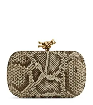 Bottega Veneta Knot Snakeskin Clutch - Gold