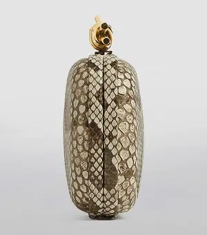 Bottega Veneta Knot Snakeskin Clutch - Gold