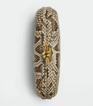Bottega Veneta Knot Snakeskin Clutch - Gold