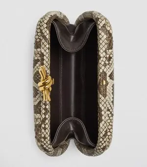 Bottega Veneta Knot Snakeskin Clutch - Gold