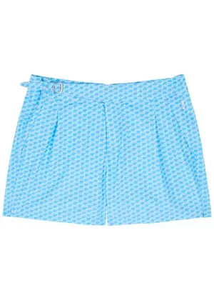 GUSARI The London Printed Shell Swim Shorts - Blue