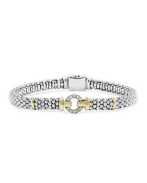 Lagos Lagos 18k Gold And Sterling Silver Caviar Diamond Bracelet Gold/silver