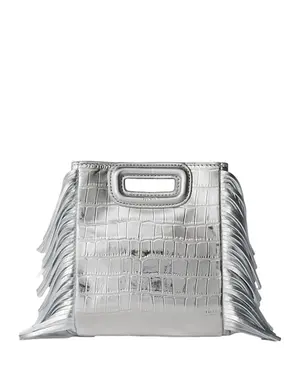 Maje Mini Croco Metallic Bag - Silver