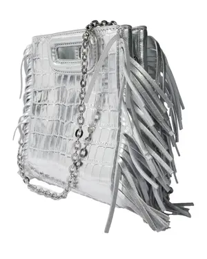 Maje Mini Croco Metallic Bag - Silver