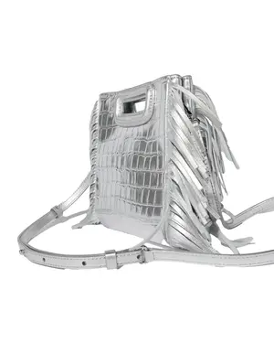 Maje Mini Croco Metallic Bag - Silver