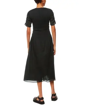 Whistles Avery Smocked Midi Dress - Black