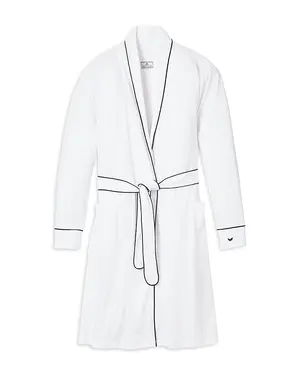 PETITE PLUME Luxe Pima Piped Robe - White