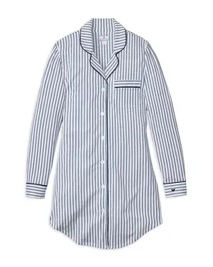 PETITE PLUME French Ticking Pima Nightshirt - Navy