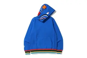 A BATHING APE Shark Line Rib Pullover Hoodie - Blue