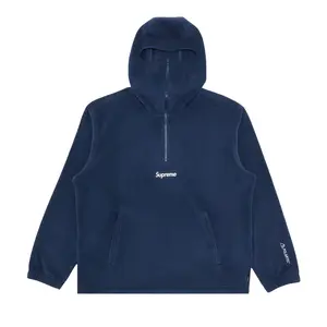 Supreme Polartec Facemask Half Zip Hooded Sweatshirt 'navy - Blue