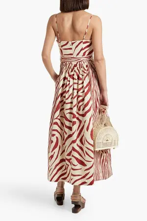 NICHOLAS Belted Pintucked Linen Maxi Dress