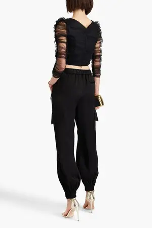 Zimmermann Cropped Ruched Tulle Blouse