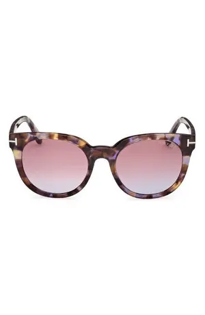 TOM FORD 53mm Butterfly Sunglasses - Violet Havana /t Logo