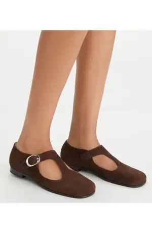 Tory Burch Violet T-strap Flat - Dark Cocoa