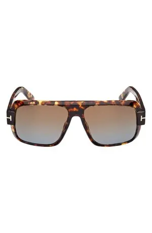 TOM FORD Turner 58mm Navigator Sunglasses - Havana / Brownlight Blue