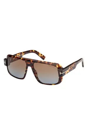 TOM FORD Turner 58mm Navigator Sunglasses - Havana / Brownlight Blue