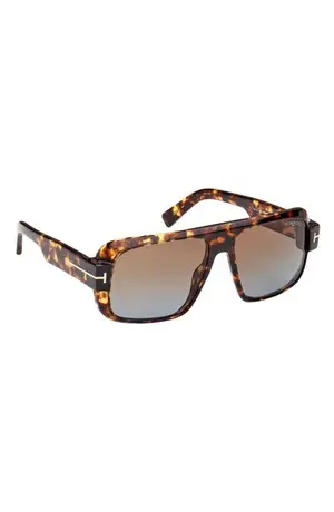 TOM FORD Turner 58mm Navigator Sunglasses - Havana / Brownlight Blue