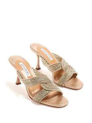 AQUAZZURA Gatsby 75mm Embellished Mules - Neutrals