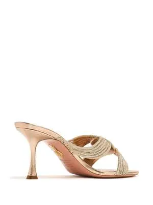 AQUAZZURA Gatsby 75mm Embellished Mules - Neutrals
