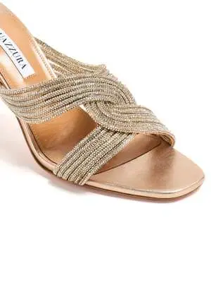AQUAZZURA Gatsby 75mm Embellished Mules - Neutrals