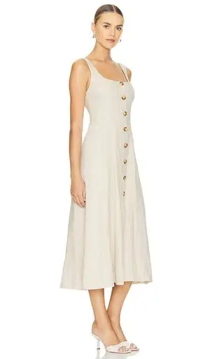 Tularosa Midi Dress With Button Closure - Oatmeal