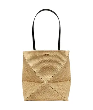 Loewe Loewe Puzzle Fold Raffia Tote - Beige