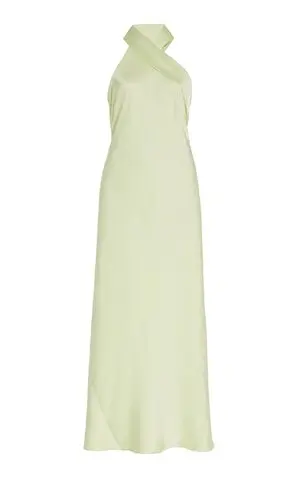 Galvan Pandora Satin Halter Maxi Dress