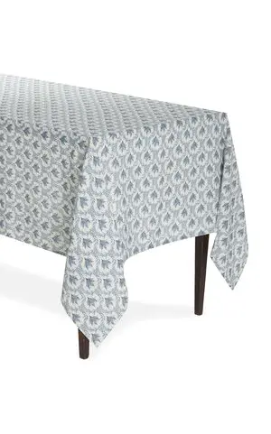 MODA DOMUS Lily Of The Valley Printed Linen Tablecloth 70 X 108 - Blue