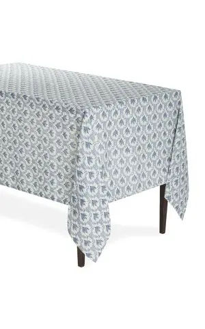MODA DOMUS Lily Of The Valley Printed Linen Tablecloth 70 X 126 - Blue