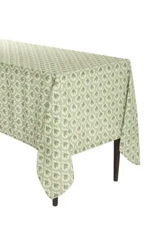 MODA DOMUS Lily Of The Valley Printed Linen Tablecloth 70 X 126 - Green