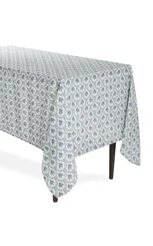 MODA DOMUS Lily Of The Valley Printed Linen Tablecloth 70 X 144 - Blue