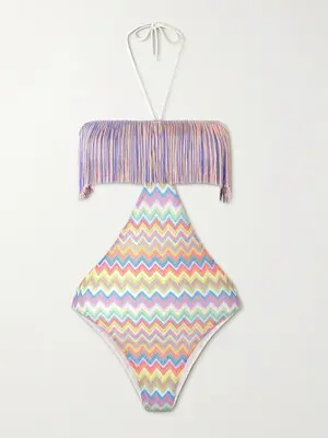 Missoni Fringed Striped Crochet Swimsuit