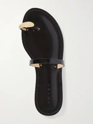 AMANU The Kibera Embellished Croc-effect Leather Sandals - Black