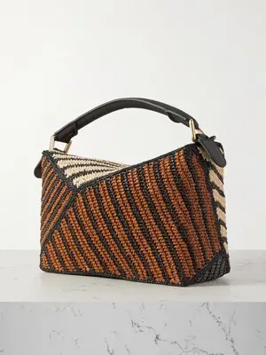 Loewe Paula's Ibiza Puzzle Edge Small Raffia Shoulder Bag