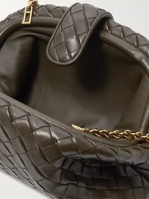 Bottega Veneta Intrecciato Leather Clutch - Green