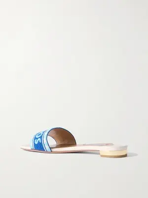 AQUAZZURA Mykonos Beaded Leather Slides