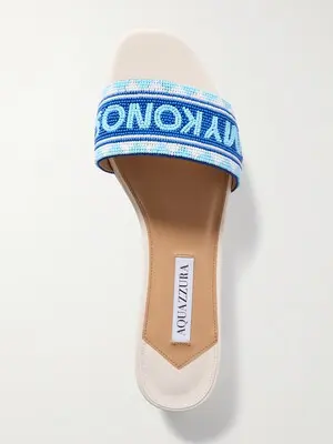 AQUAZZURA Mykonos Beaded Leather Slides