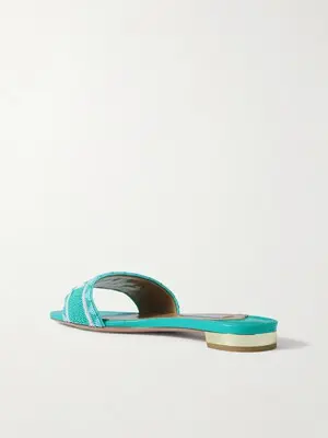 AQUAZZURA Capri Beaded Leather Slides