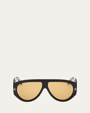 TOM FORD TOM FORD Bronson T-Monogram Round Sunglasses Sblk/brn