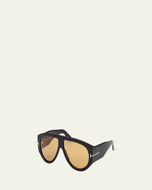 TOM FORD Bronson T-monogram Round Sunglasses - Sblk/brn