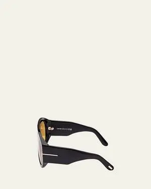 TOM FORD Bronson T-monogram Round Sunglasses - Sblk/brn