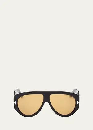 TOM FORD Bronson T-monogram Round Sunglasses - Sblk/brn