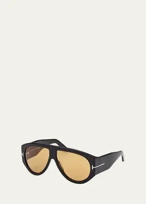 TOM FORD Bronson T-monogram Round Sunglasses - Sblk/brn
