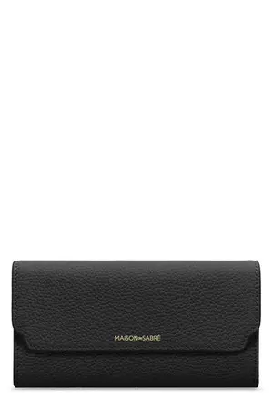 MAISON DE SABRE Long Leather Flap Wallet Pomegranate Caviar