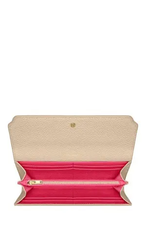 MAISON DE SABRE Long Leather Flap Wallet - Saharan Fuchsia