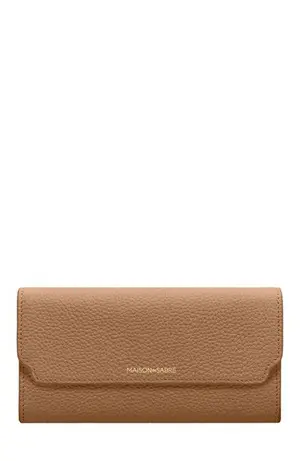 MAISON DE SABRE Long Leather Flap Wallet Sandstone Lily