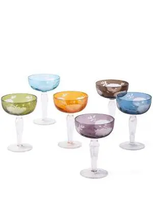 POLSPOTTEN Peony Coupe Glasses - White